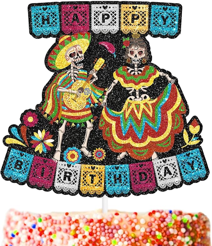 Amazon.com: Mexican Fiesta Cake Topper Kids Birthday Happy Picado ...