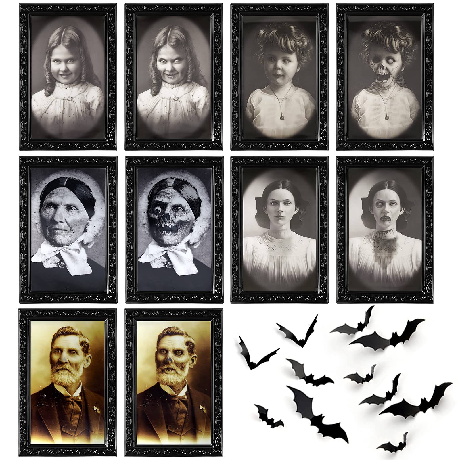KUUQA 5 Pack Halloween Horror Portrait Decorations Spooky Photo Frame ...