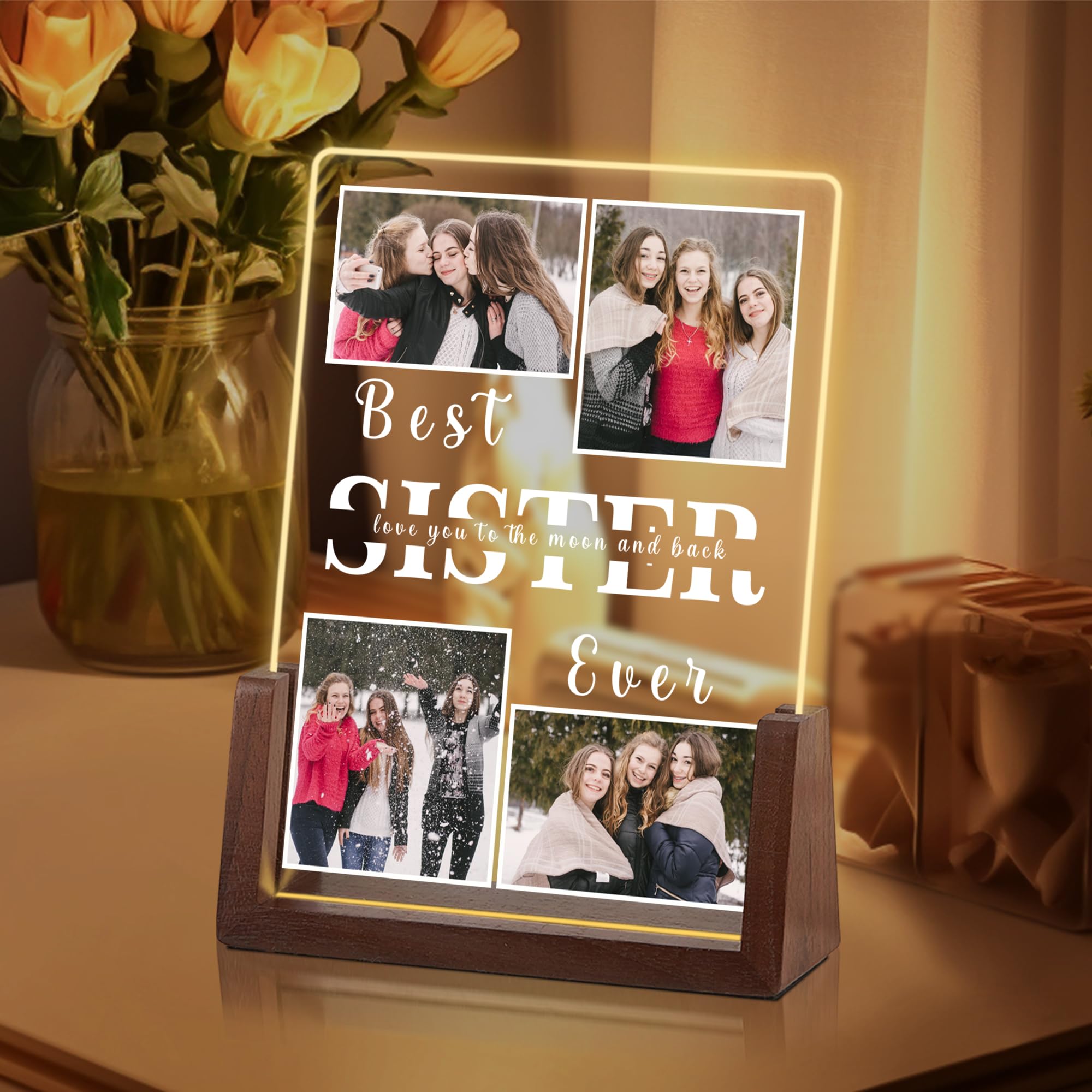 Lcyawer Personalized Gifts for Sisters, Custom Acrylic Plaque Collage ...