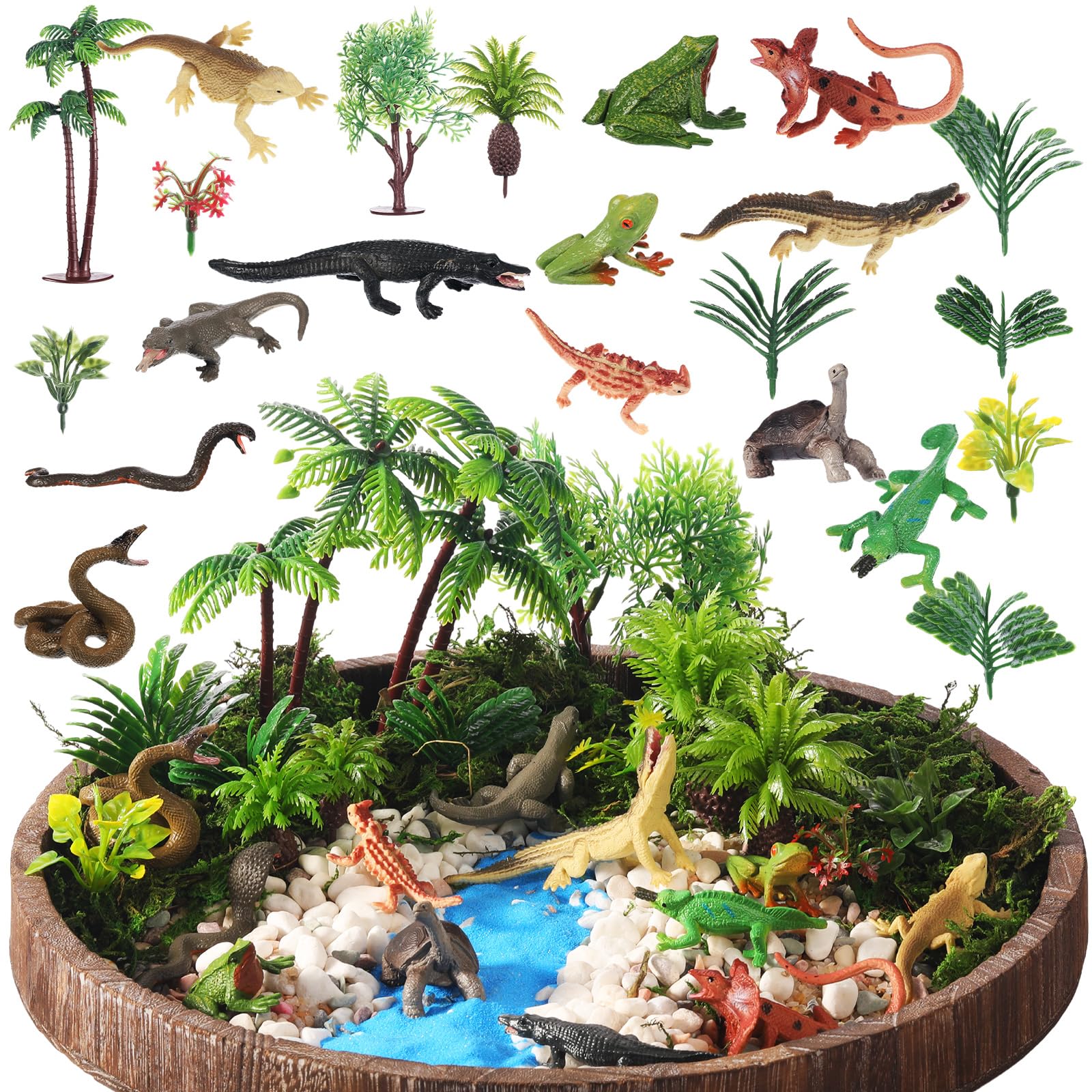 Snapklik.com : 26 Pcs Amphibious Animals Figurines Toys Diorama Project ...