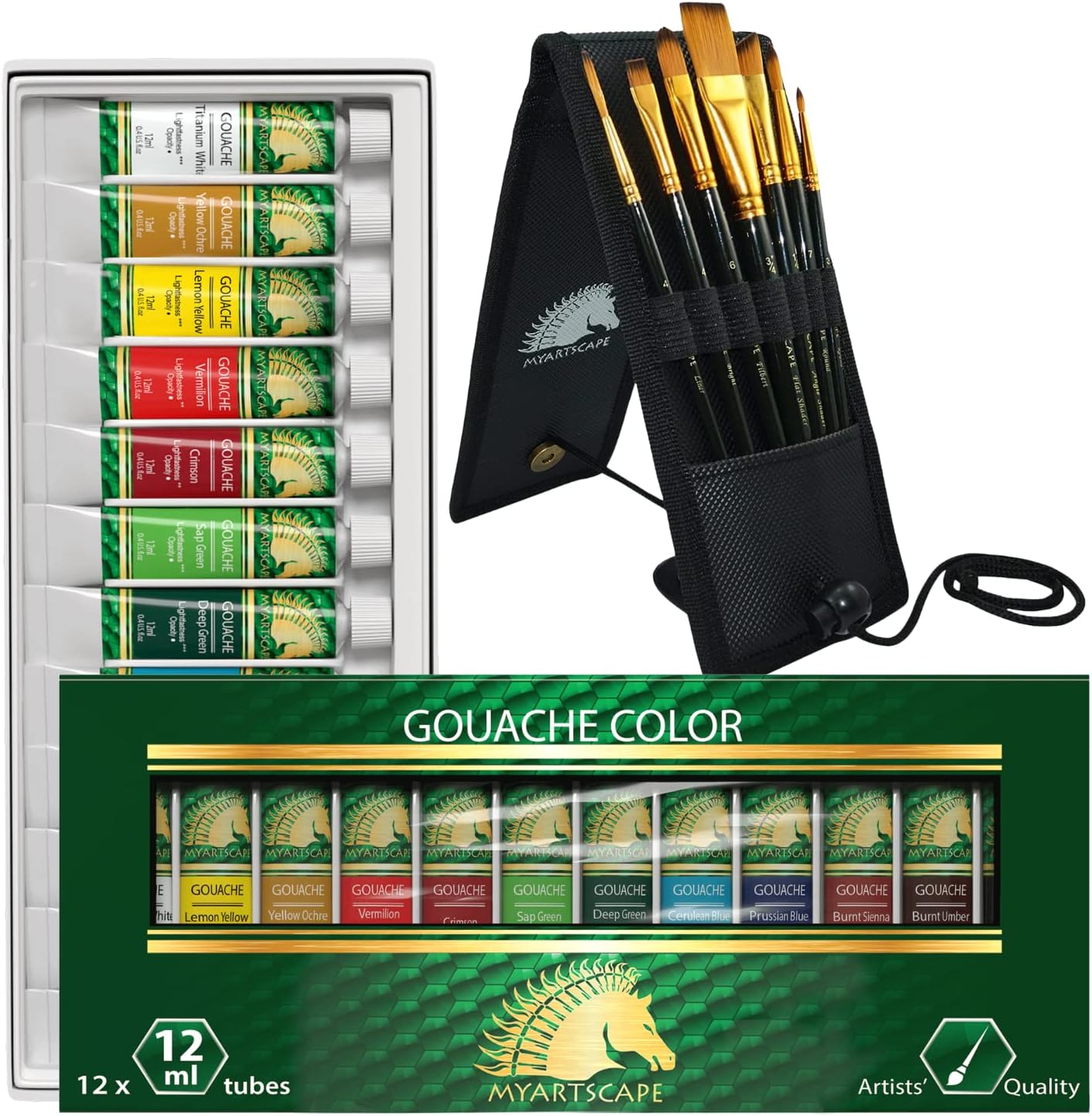 Amazon.com: MyArtscape Supplies Paint Set - Gouache 12 x 12ml Paint ...