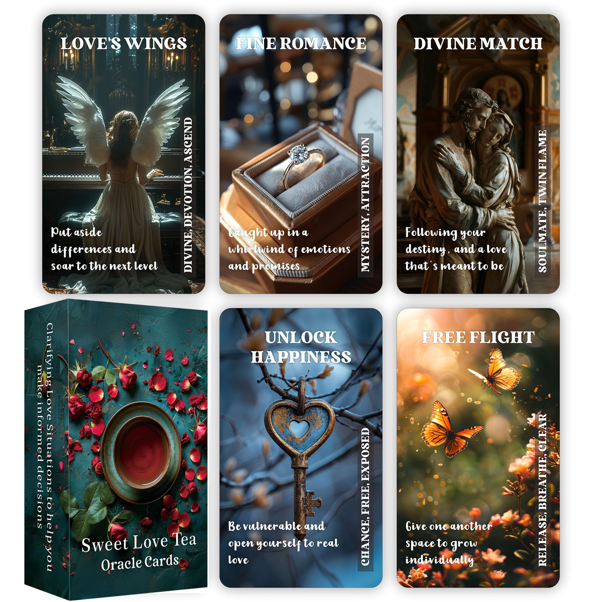 Snapklik.com : GZXINKE Love Tea Oracle Cards - Twin Flames & Soulmates Deck