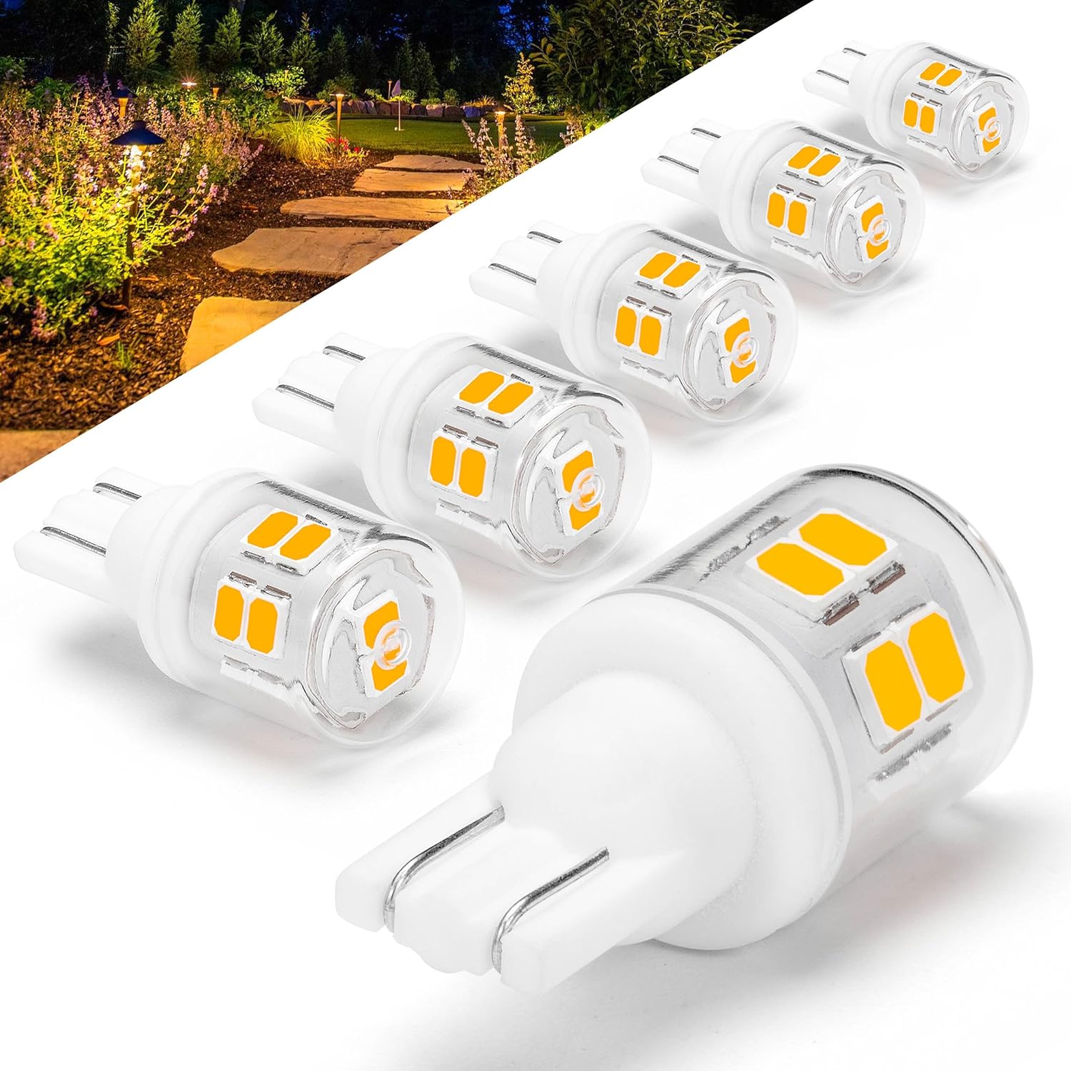 Heifymi T5 T10 LED Wedge Base Bulbs, 2700K Warm White 2 Watts ...