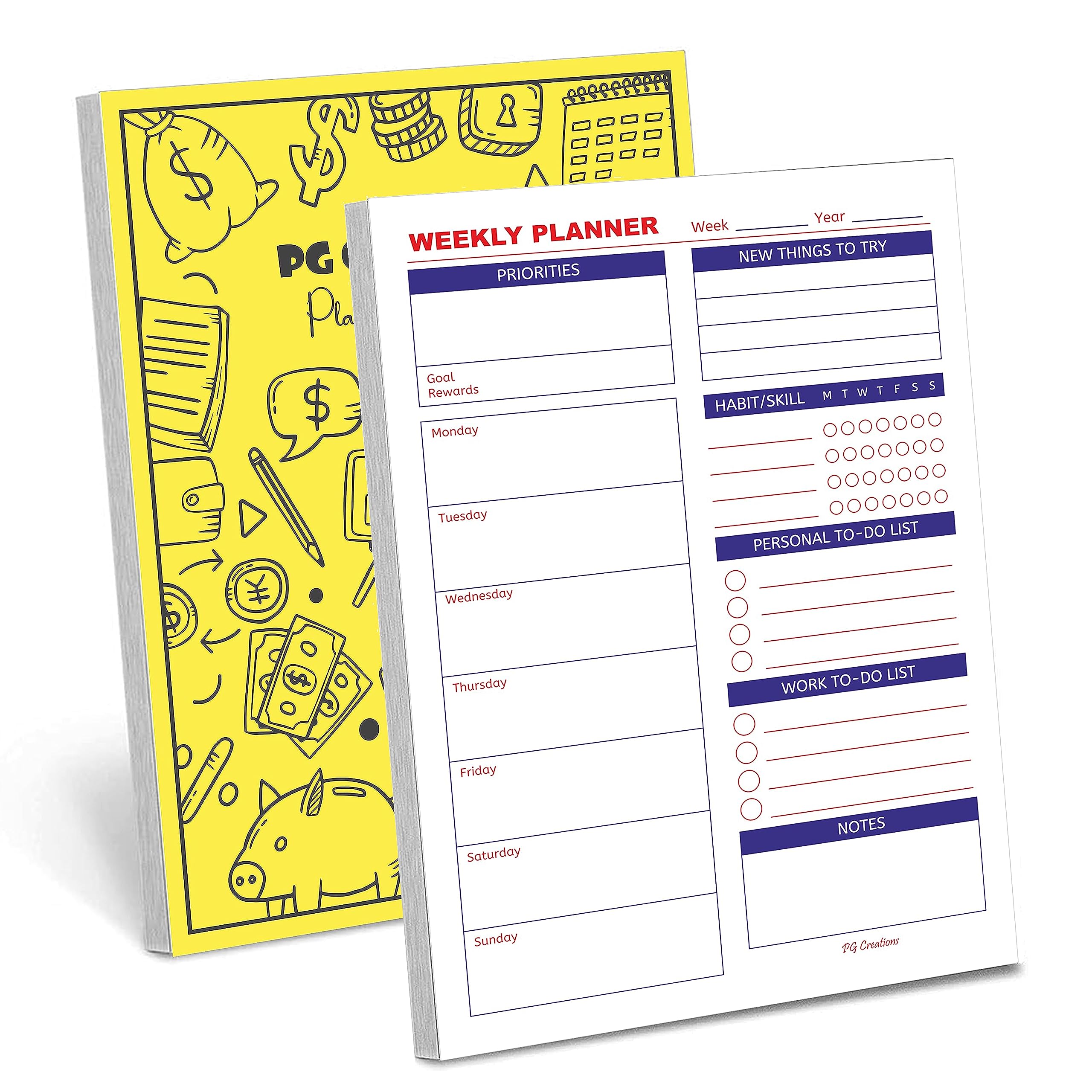 PG Creations A4 Size Weekly Planner Writing Note Pad, One Side Ruled ...