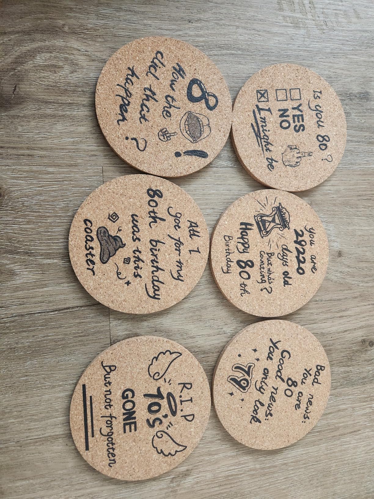 HOMANGA Funny 80th Birthday Coasters, Coasters for Coffee Table ...