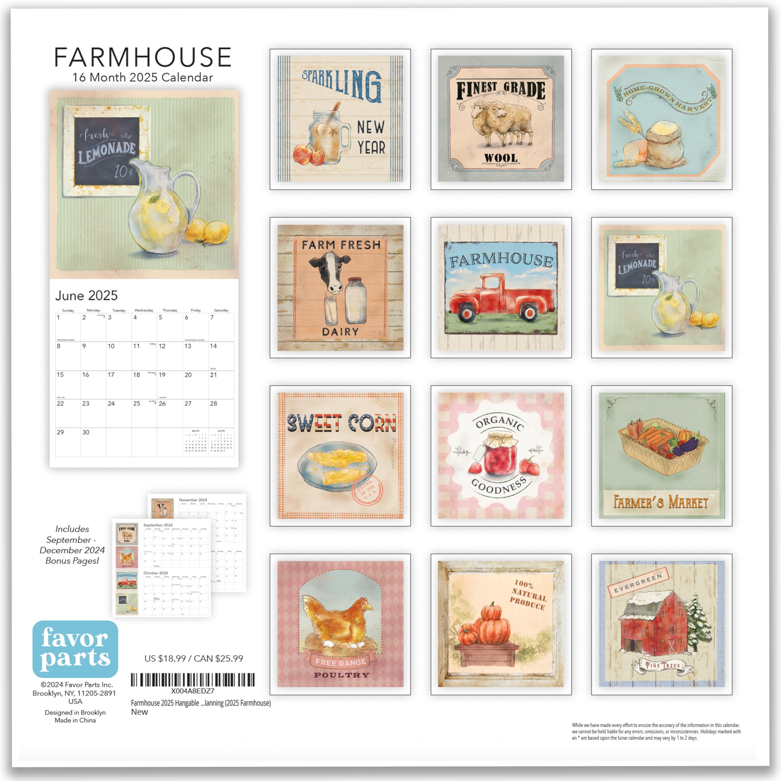 Snapklik.com : Farmhouse 2025 Hangable Wall Calendar Vintage Farmers ...