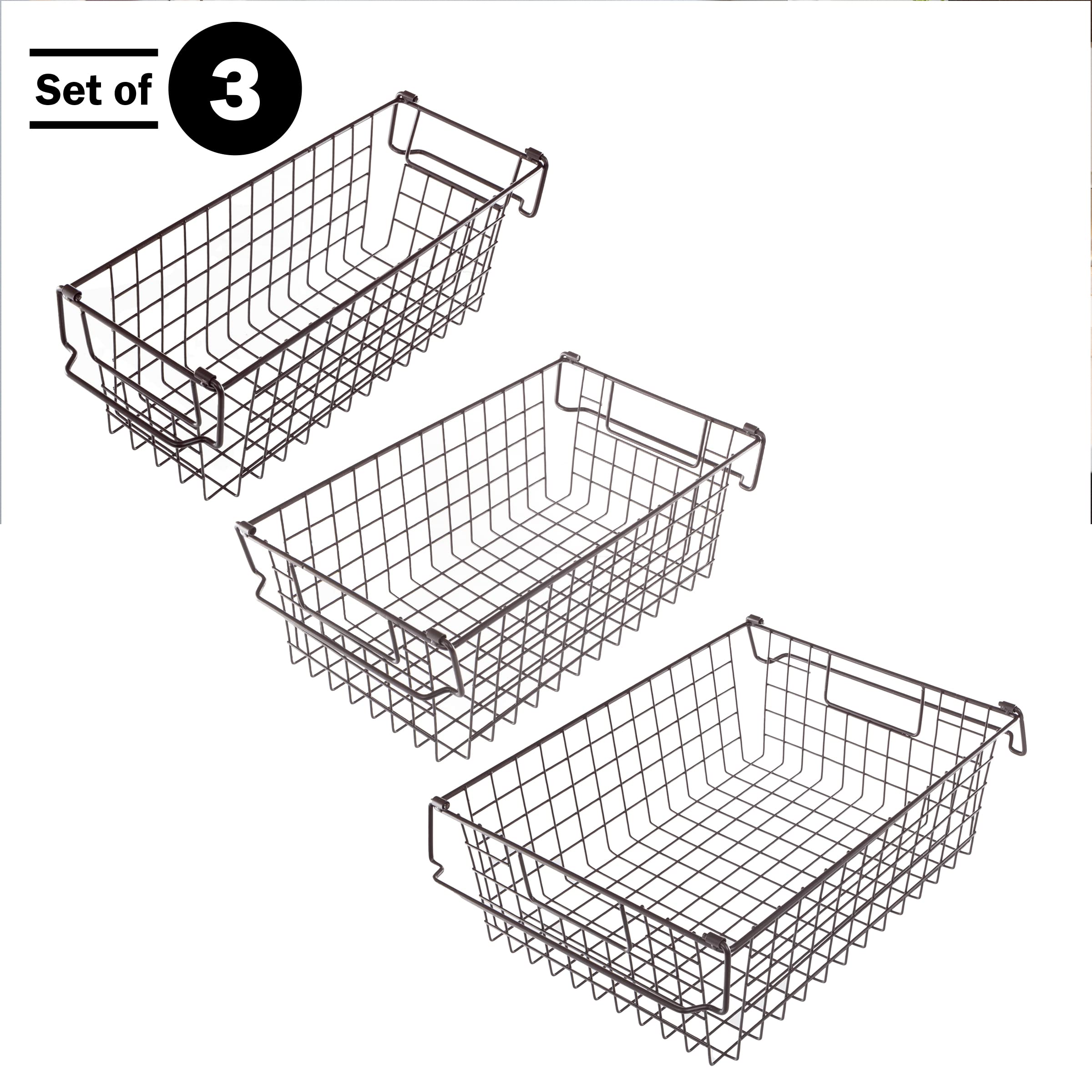 Snapklik.com : Set Of 3 Storage Bins - Basket Set For Toy, Kitchen ...