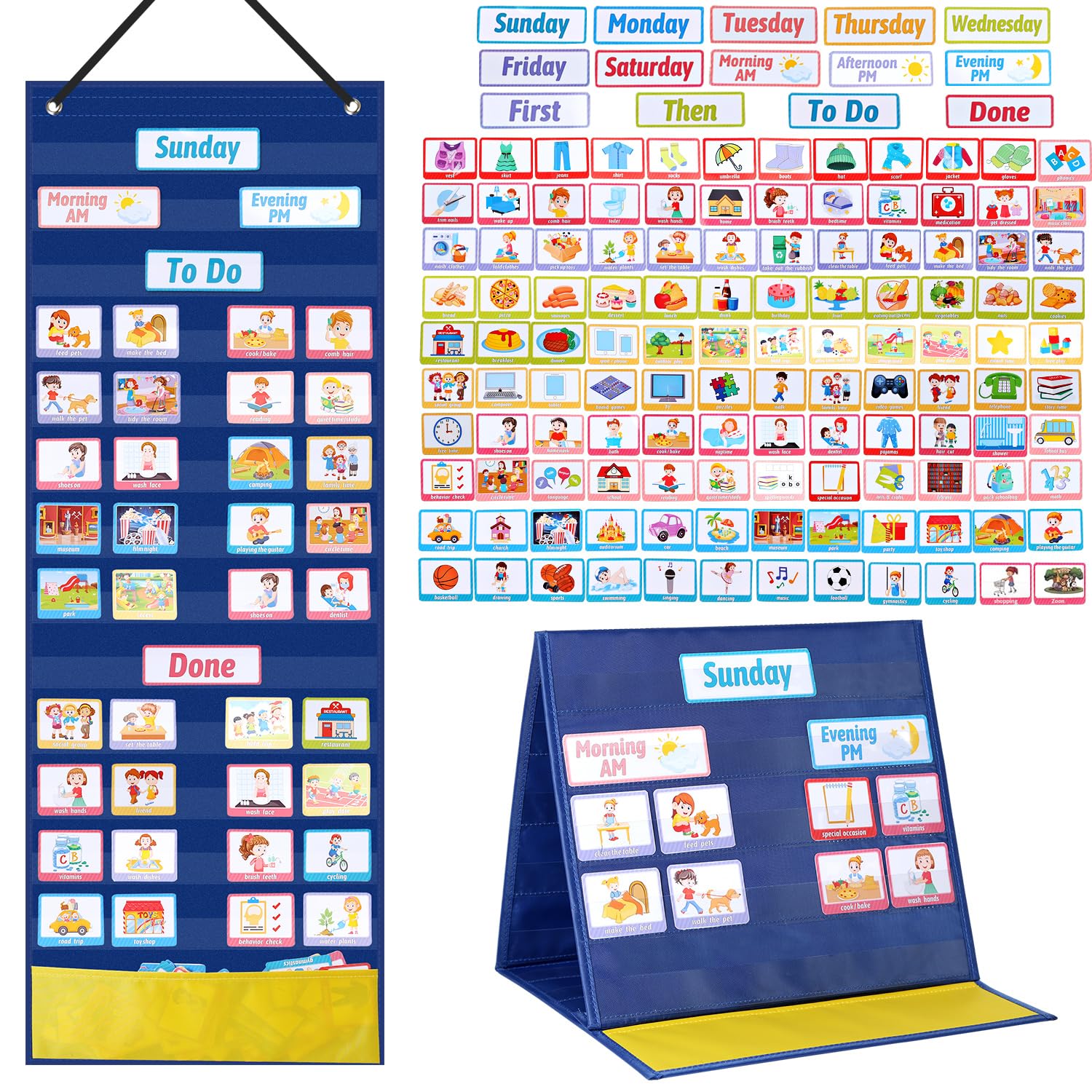 Buy KIKIGOALVisual Timetable 135 PECS Cards Weekly Behaviour Charts for ...
