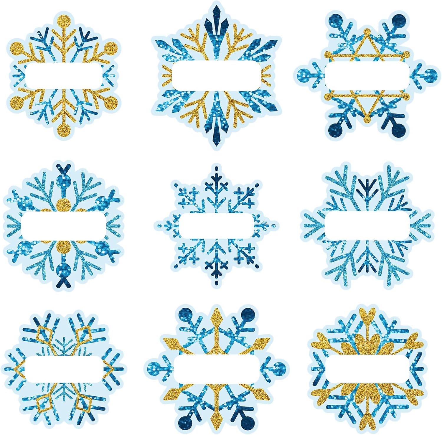 Amazon.com: Whaline 90Pcs Christmas Winter Name Tag Stickers Blue Gold ...