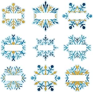 Amazon.com: Whaline 90Pcs Christmas Winter Name Tag Stickers Blue Gold ...
