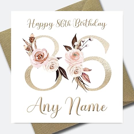 Personalised 86th Birthday Card - Eighty-six Birthday card for women ...