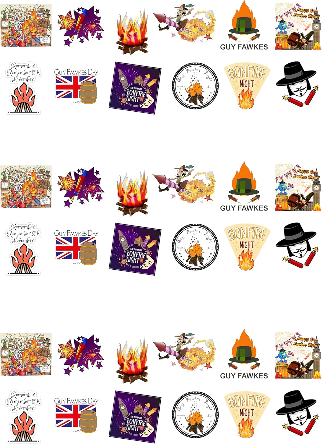 36 Stand Up Guy Fawkes Bonfire Night Themed Edible Wafer Paper Cake ...