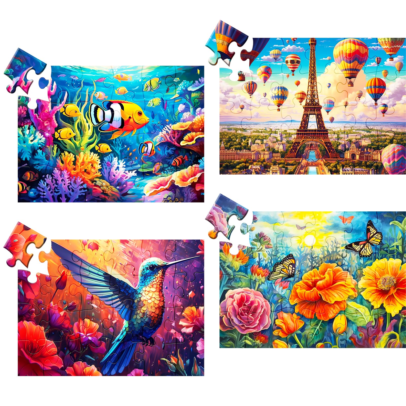 Amazon.com: 4 Pack 24 Large Piece Puzzles for Seniors, Puzzles Dementia ...