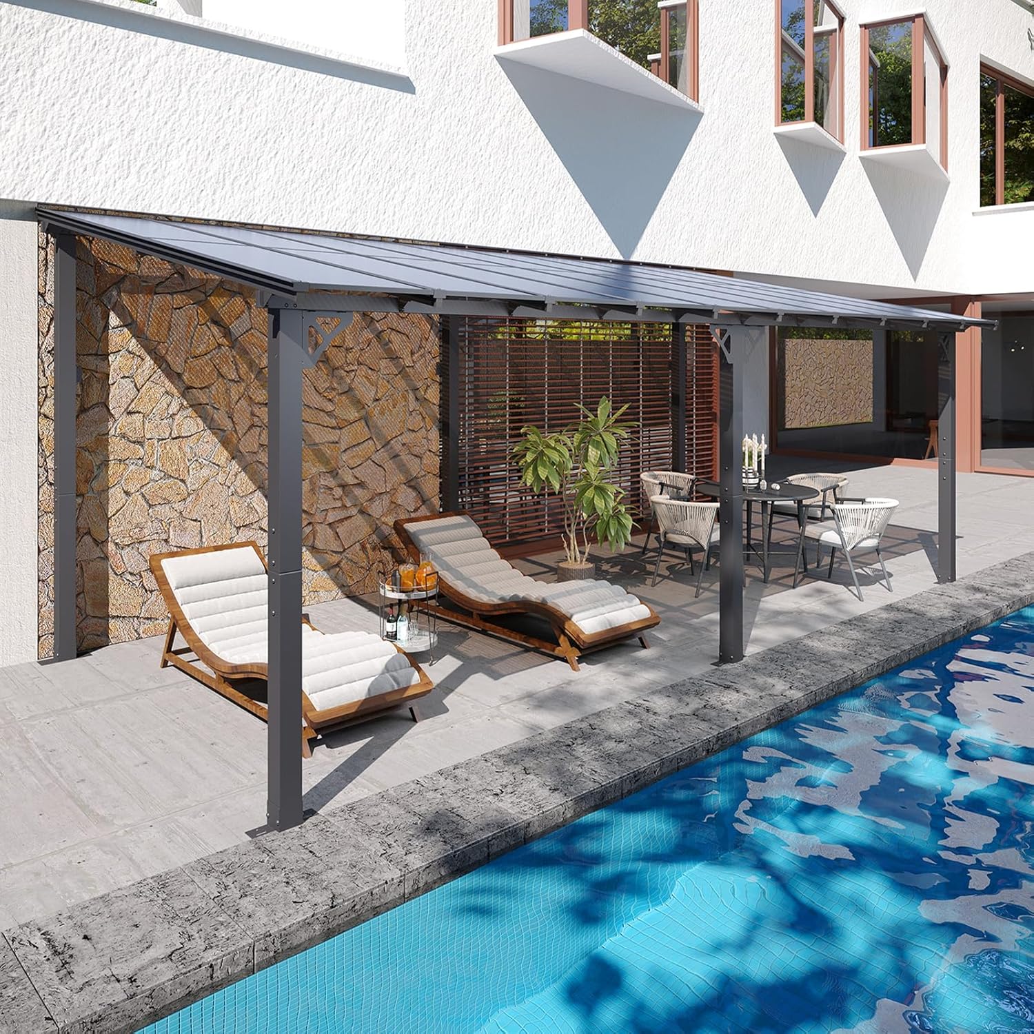 Breezestival 10x20FT Lean-to Gazebo Hardtop Metal Pergola Instruction ...