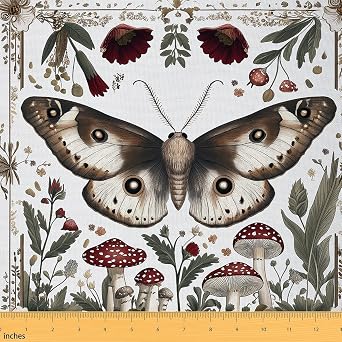 Amazon.com: jejeloiu Death Moth Fabric by The Yard Skull Decor ...