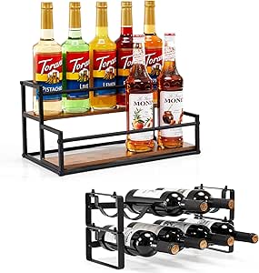Amazon.com: ICOHOT 2 Tier Stackable Wine Rack Countertop and 2 Tier ...