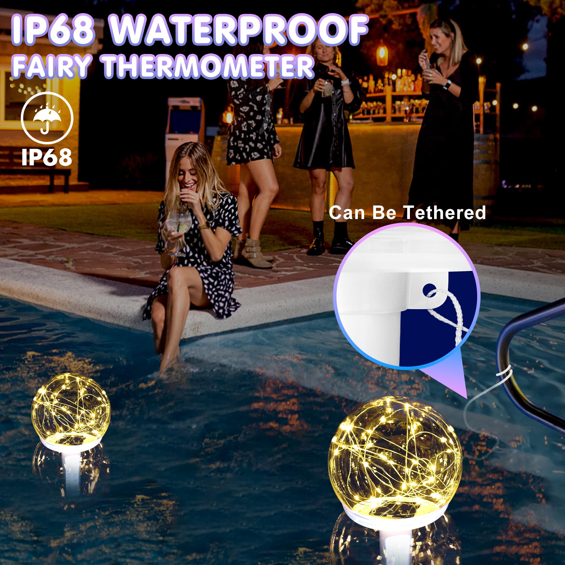 Snapklik.com : Floating Solar Pool Thermometer, Solar Fairy Pool ...