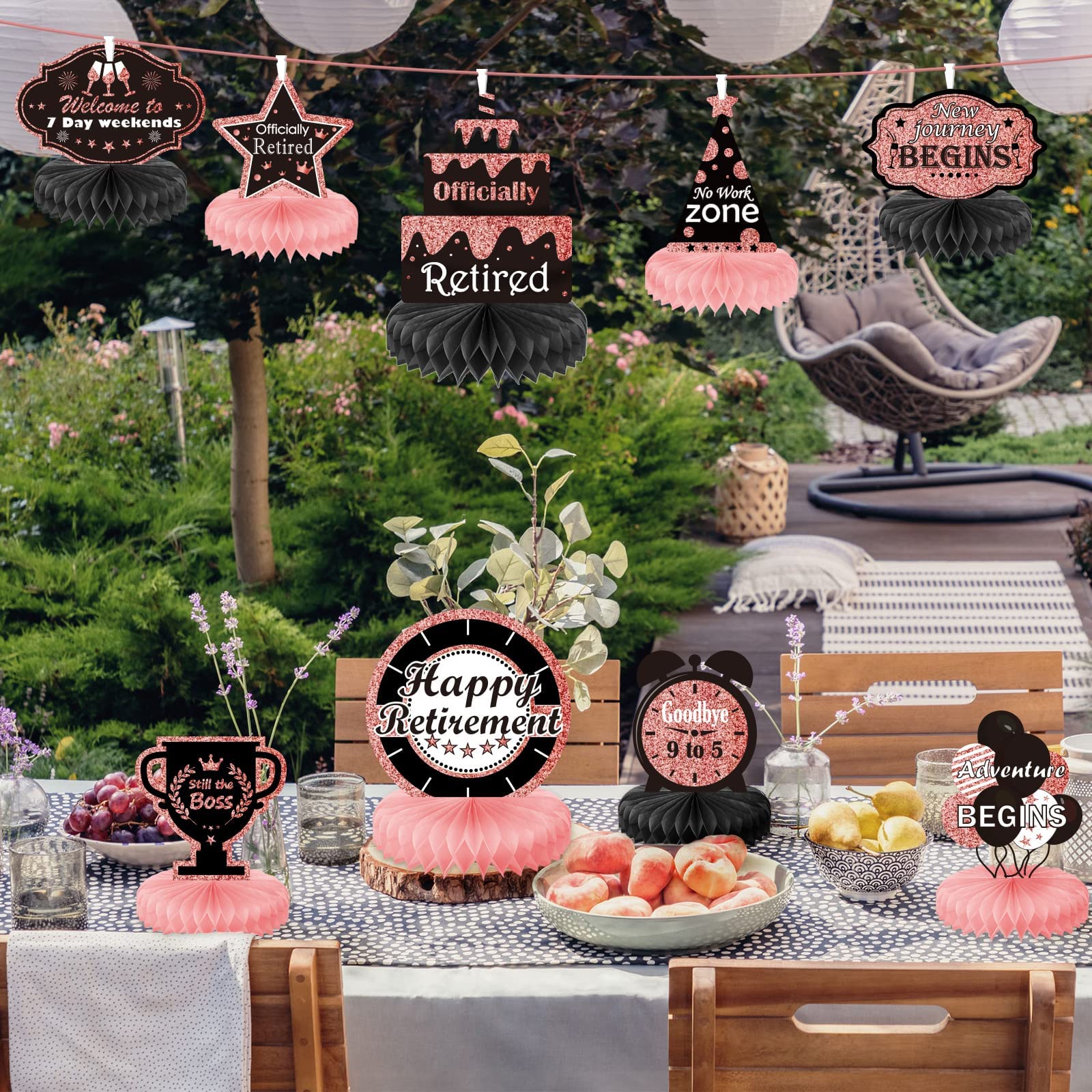 Snapklik.com : 9PCS Retirement Party Decorations Rose Gold Retirement ...
