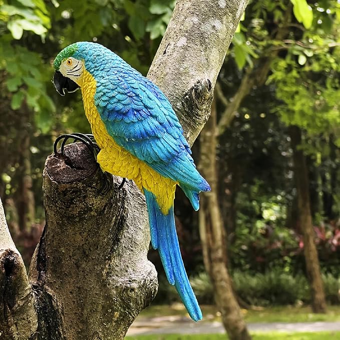 Amazon.com : Handsider Realistic Parrot Sculpture Resin Hanging Parrots ...