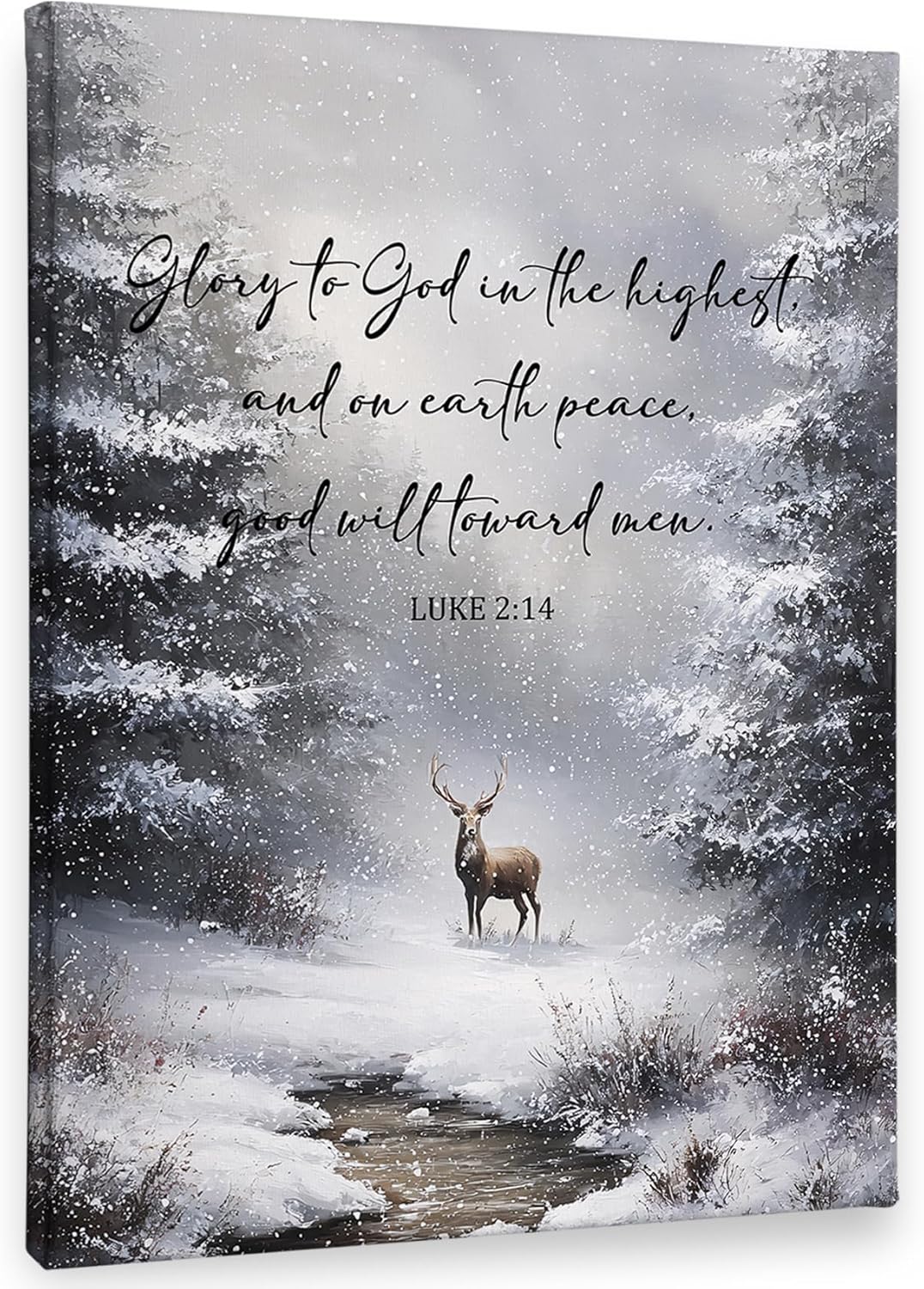 Amazon.com: PHAMTE Winter Christian Deer Forest Wall Art Decor Canvas ...