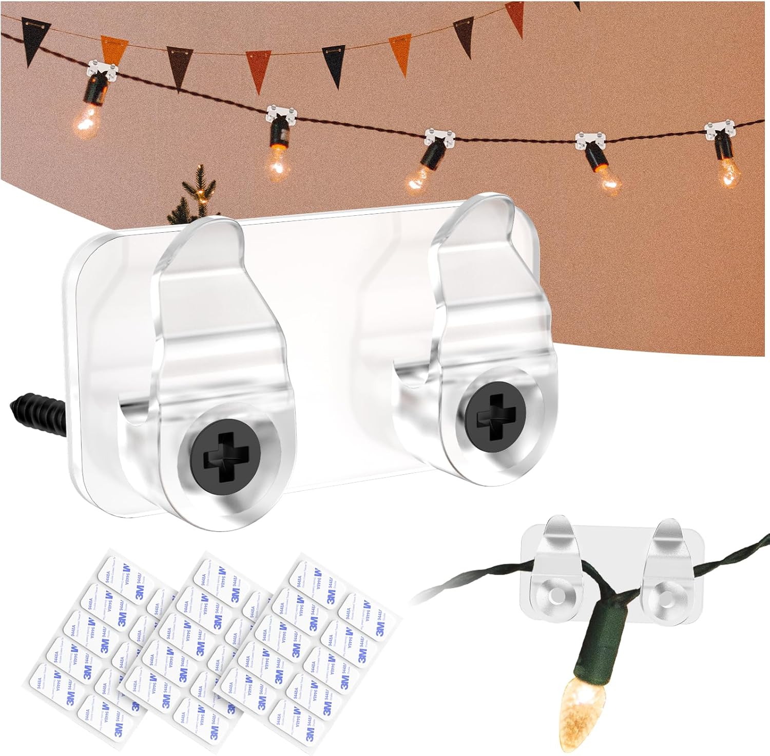 Hooks for Outdoor String Lights Clips, 50Pcs Weatherproof Light Clips ...