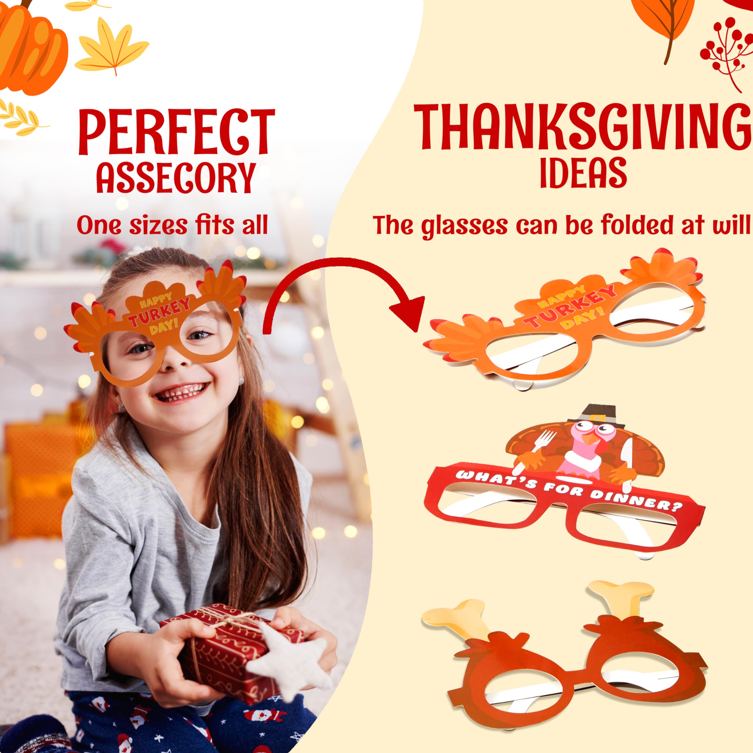 Snapklik.com : JOYIN 24 Pcs Thanksgiving Turkey Eyeglasses, Turkey ...