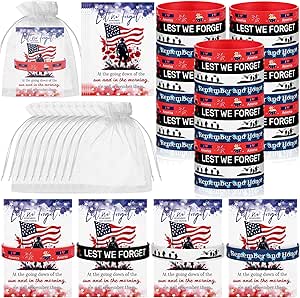 Amazon.com: FIONUPI 60 Sets Veterans Day Gifts Wristbands Bracelets ...