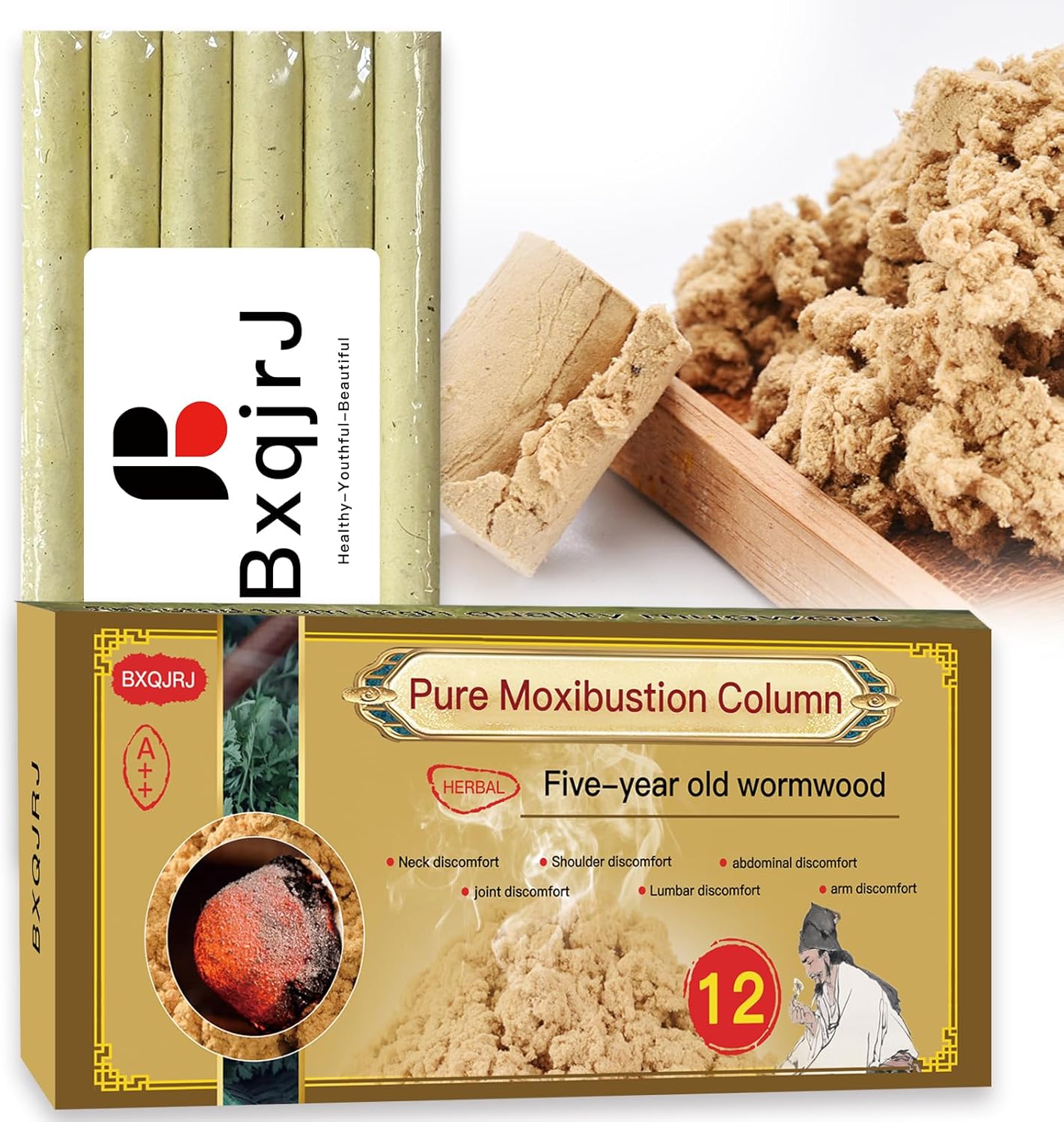 Amazon.com: 12 Rolls/Box Pure Moxa Rolls for Gentle moxibustion 50:1 ...