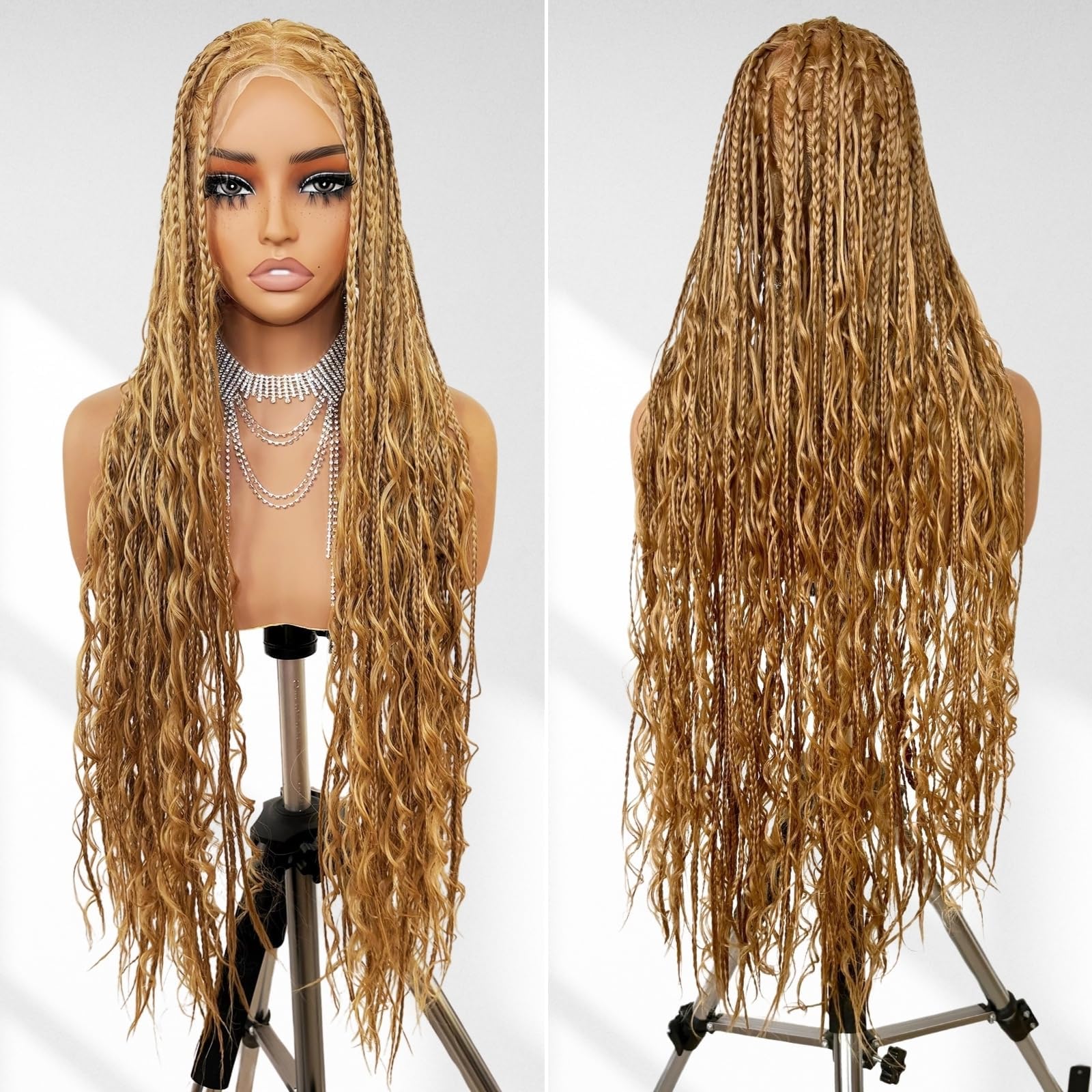 Amazon.com : FABÉLLE 32 Inch Honey Blonde Boho Box Braids with Curls ...