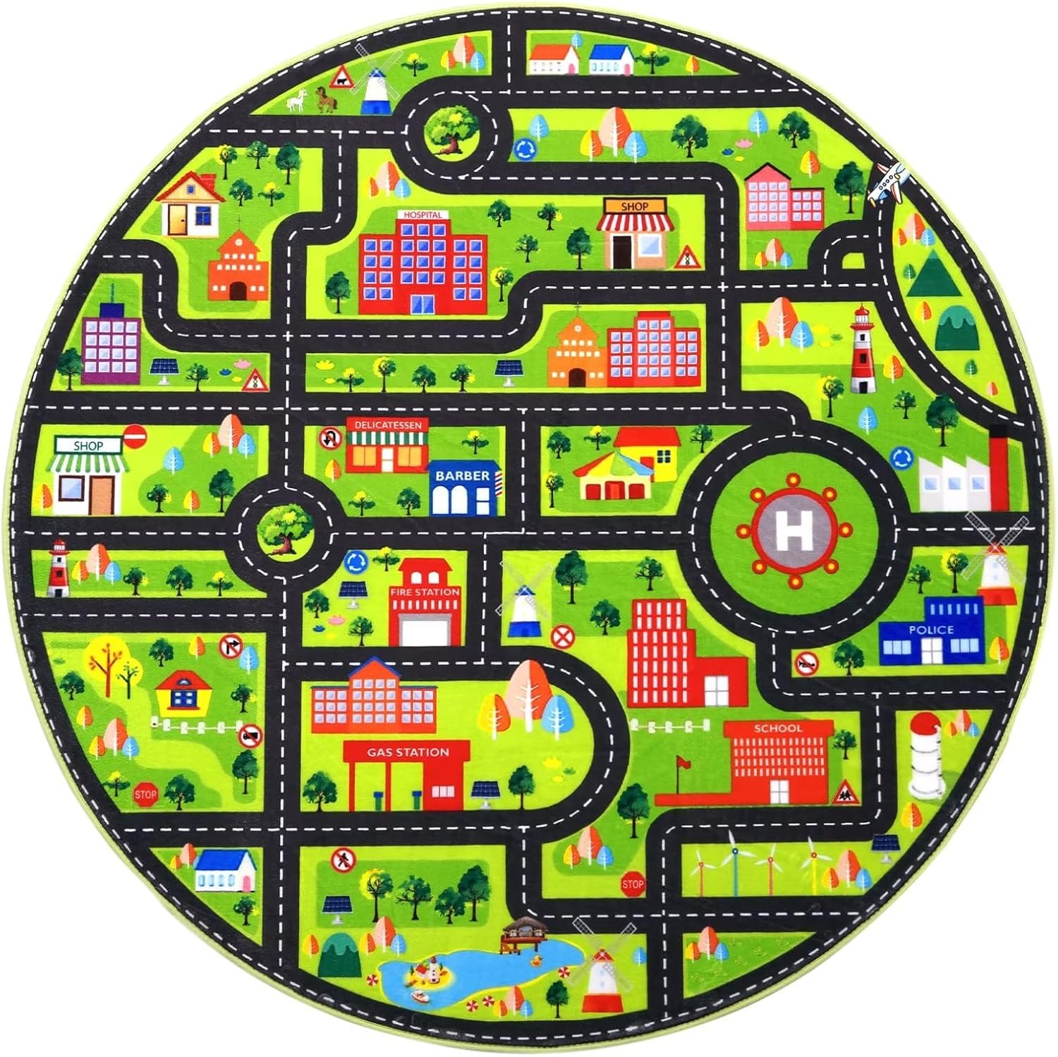 Amazon.com: Zacoo Round Kids Playmat, City Life Carpet Mat Toddler ...