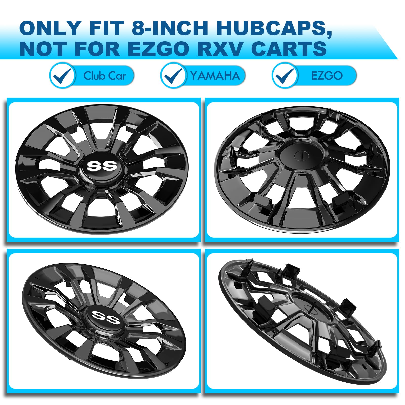 Snapklik.com : ENEKERP Golf Cart SS Wheel Covers Hub Caps, Golf Cart 8 ...