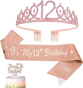 AKlamater 12th Birthday Sash and Tiara,It's My 12th Birthday Sash ...