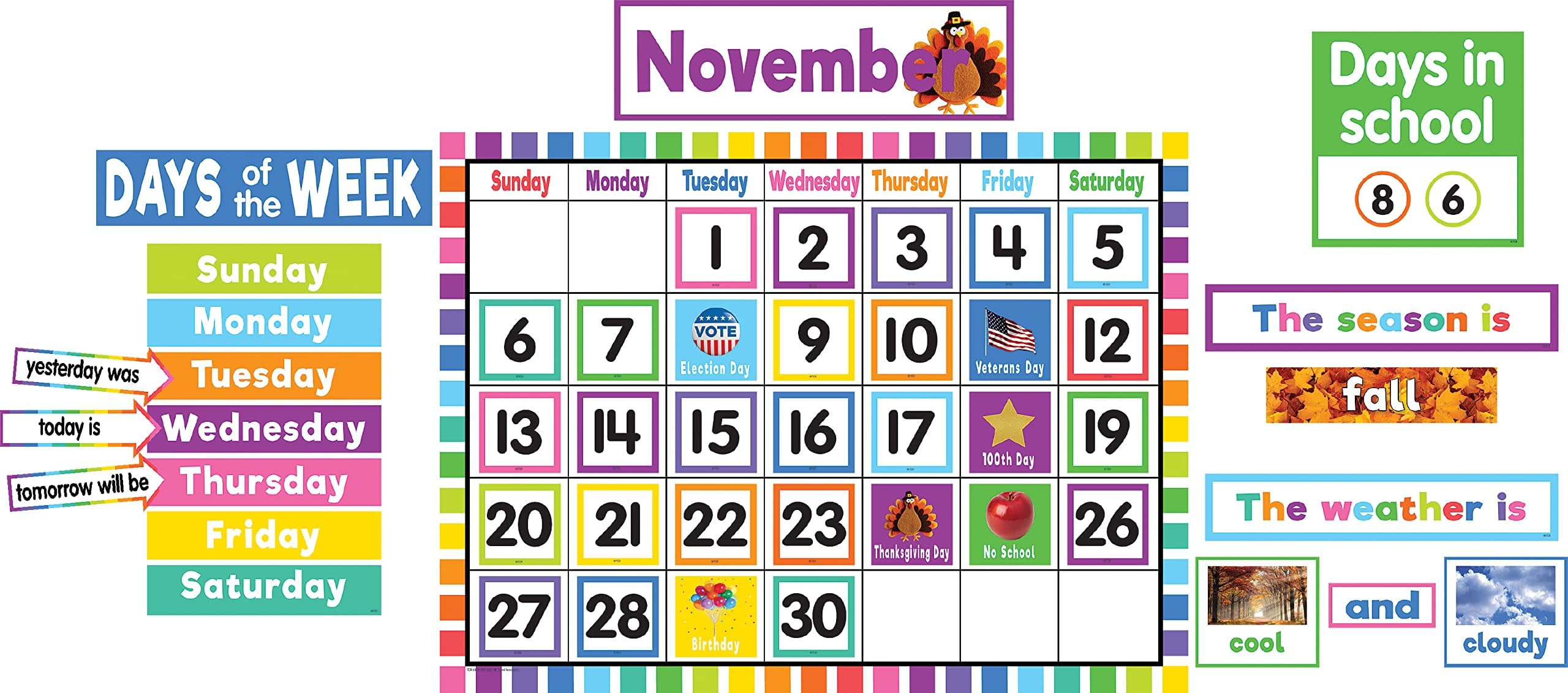 Amazon.com: Teacher Created Resources Colorful Scribble Calendar Chart