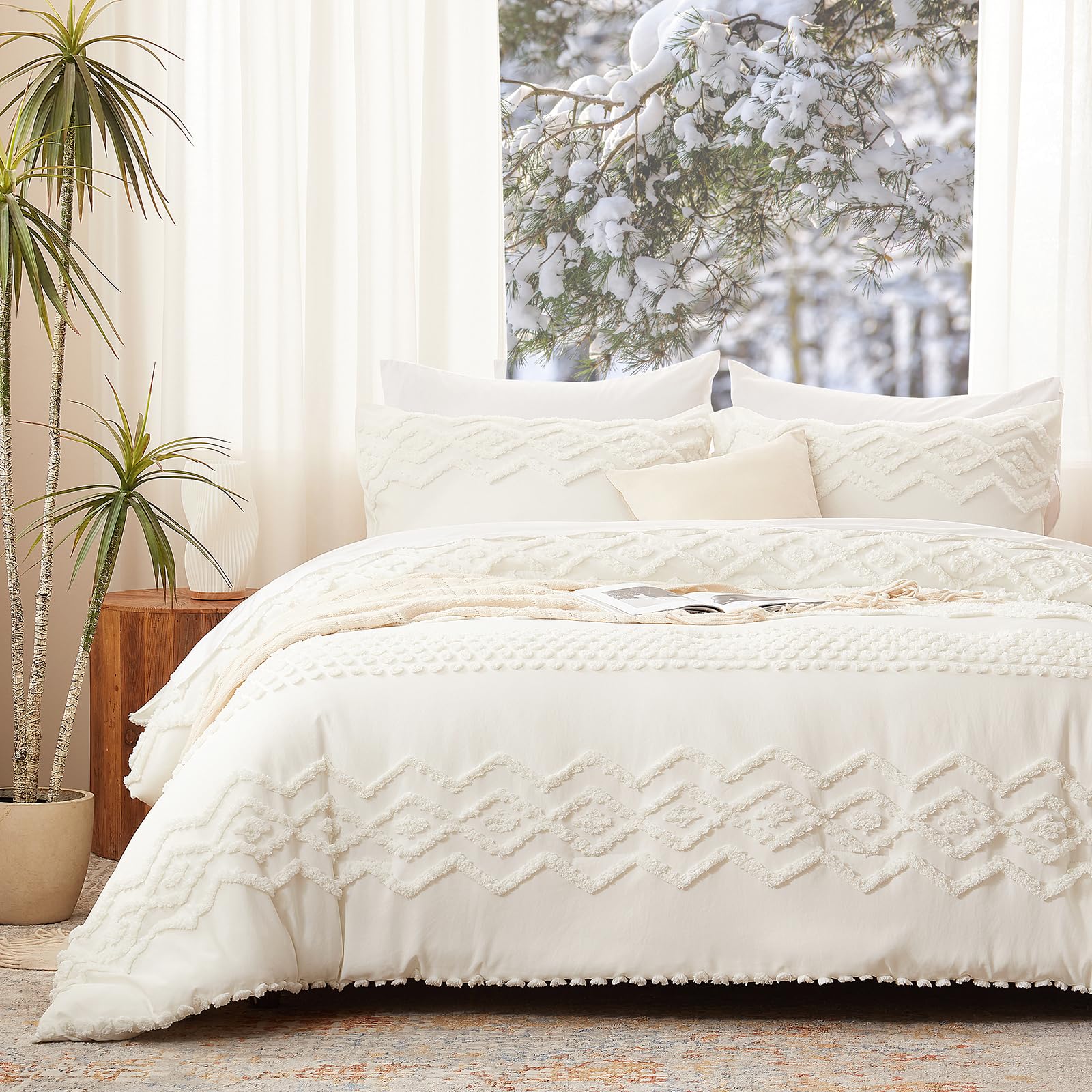 Amazon.com: Luxudecor Boho Tufted Comforter Set King Size 3 Pieces ...