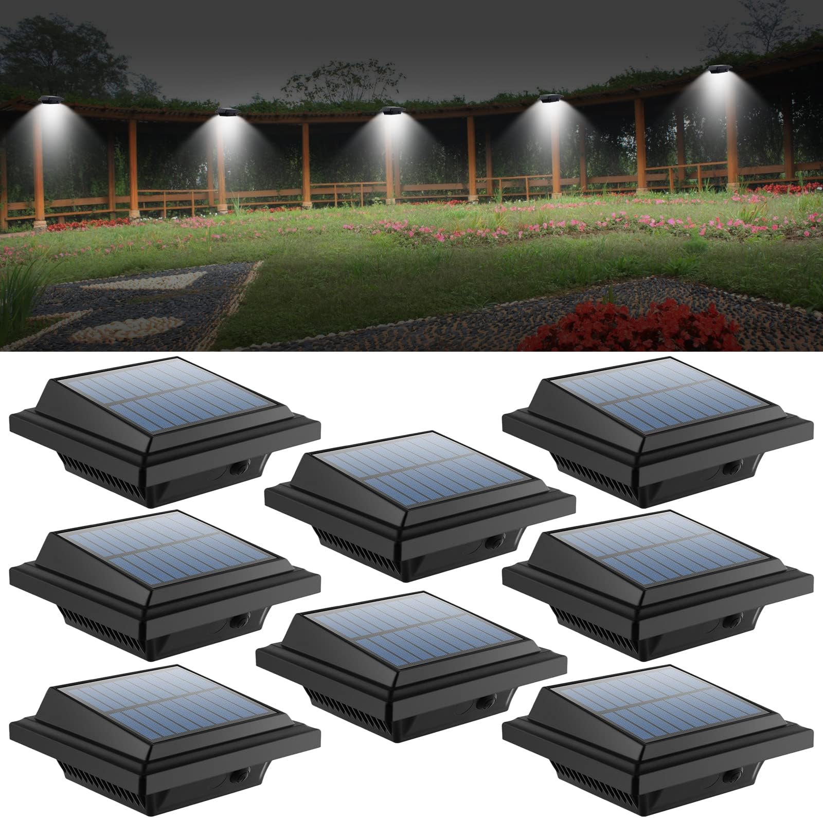 Yinder 12 Pieces Solar Gutter Solar Lights Outdoor 9 LED Waterproof ...