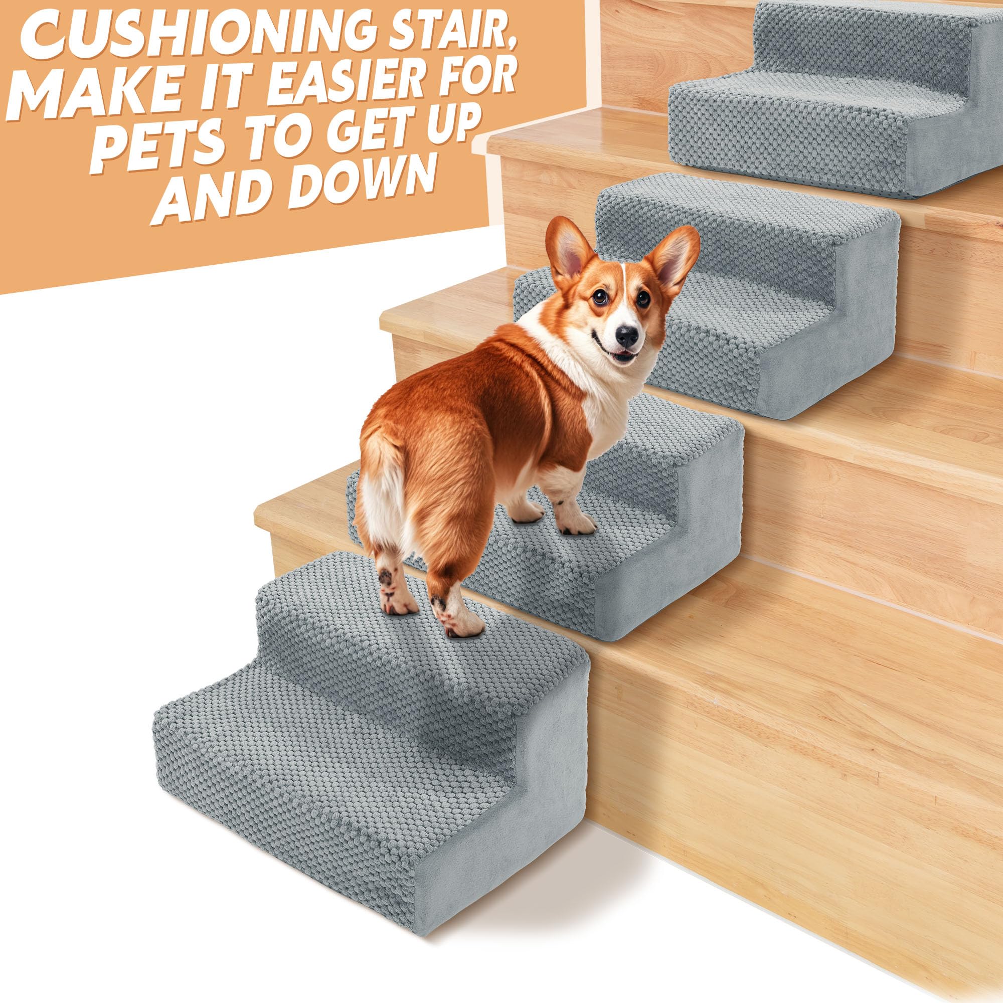 Snapklik.com : 2-Step Dog Ramp For Stairs, High Density Foam Dog Stairs ...