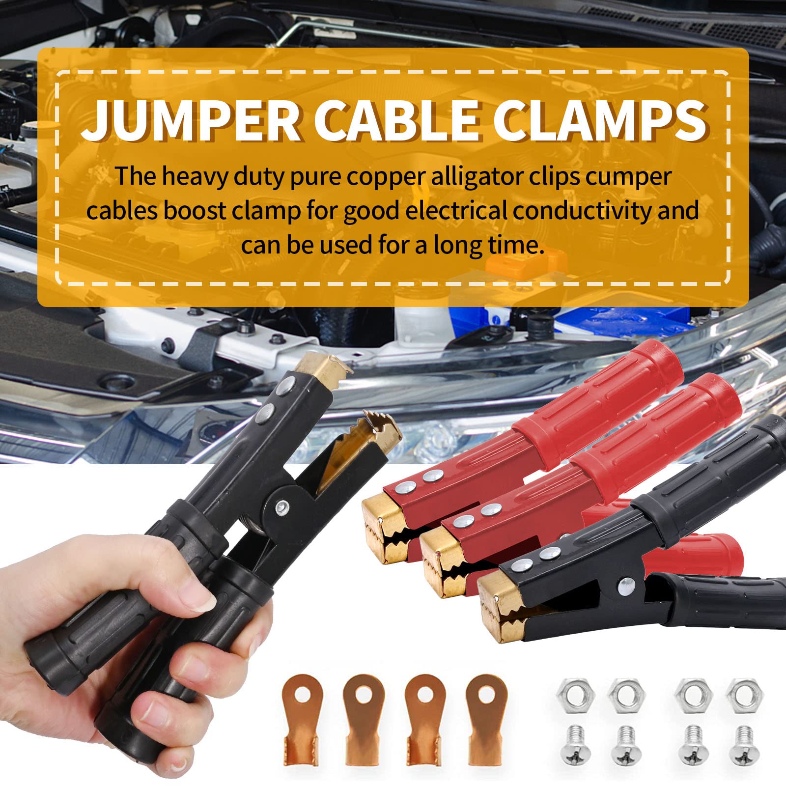 Snapklik.com : 1000A Battery Jumper Cable Clamps, Heavy Duty Car ...