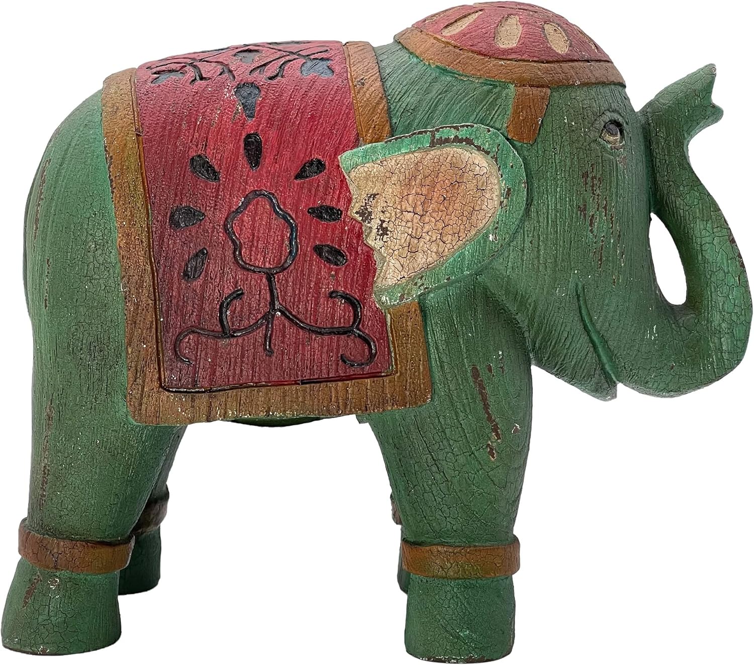 Amazon.com: Galt International Green Lucky Elephant Statue with Trunk ...