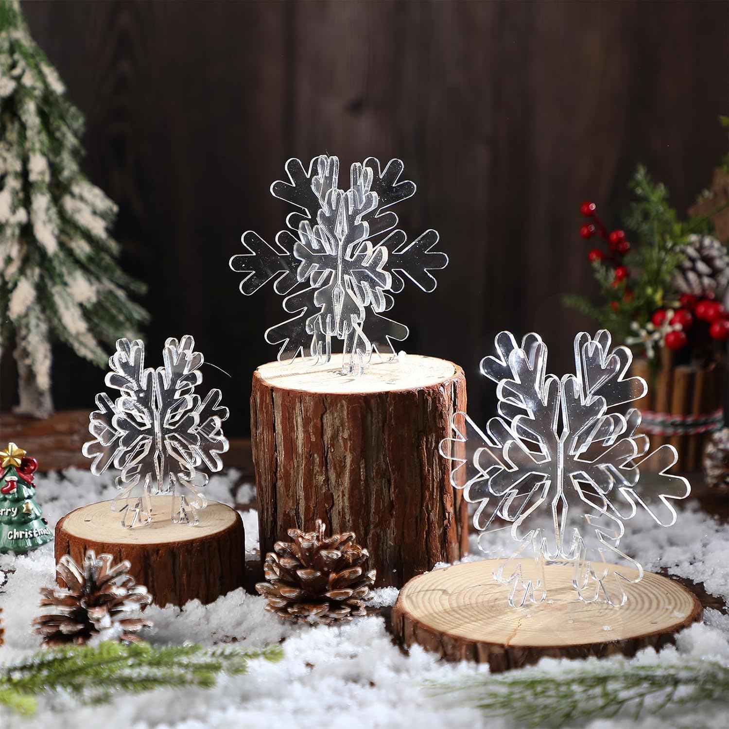 Amazon.com: Cinnvoice 3 Pcs large Acrylic Snowflaek Winter Table ...
