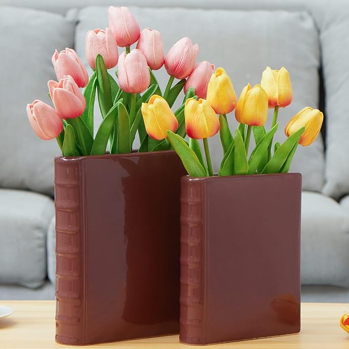 Amazon.com: Booky Baby - Book Shaped Vase, Ceramic Book Vases for ...