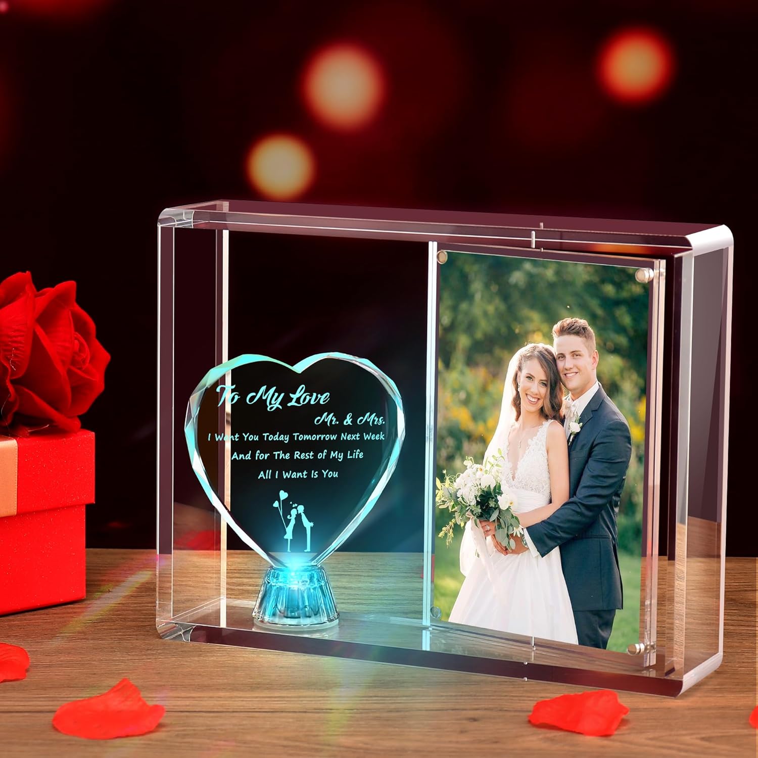 Amazon.com: Forwe Double Sided Rotating Picture Frame 4x6 with LED ...