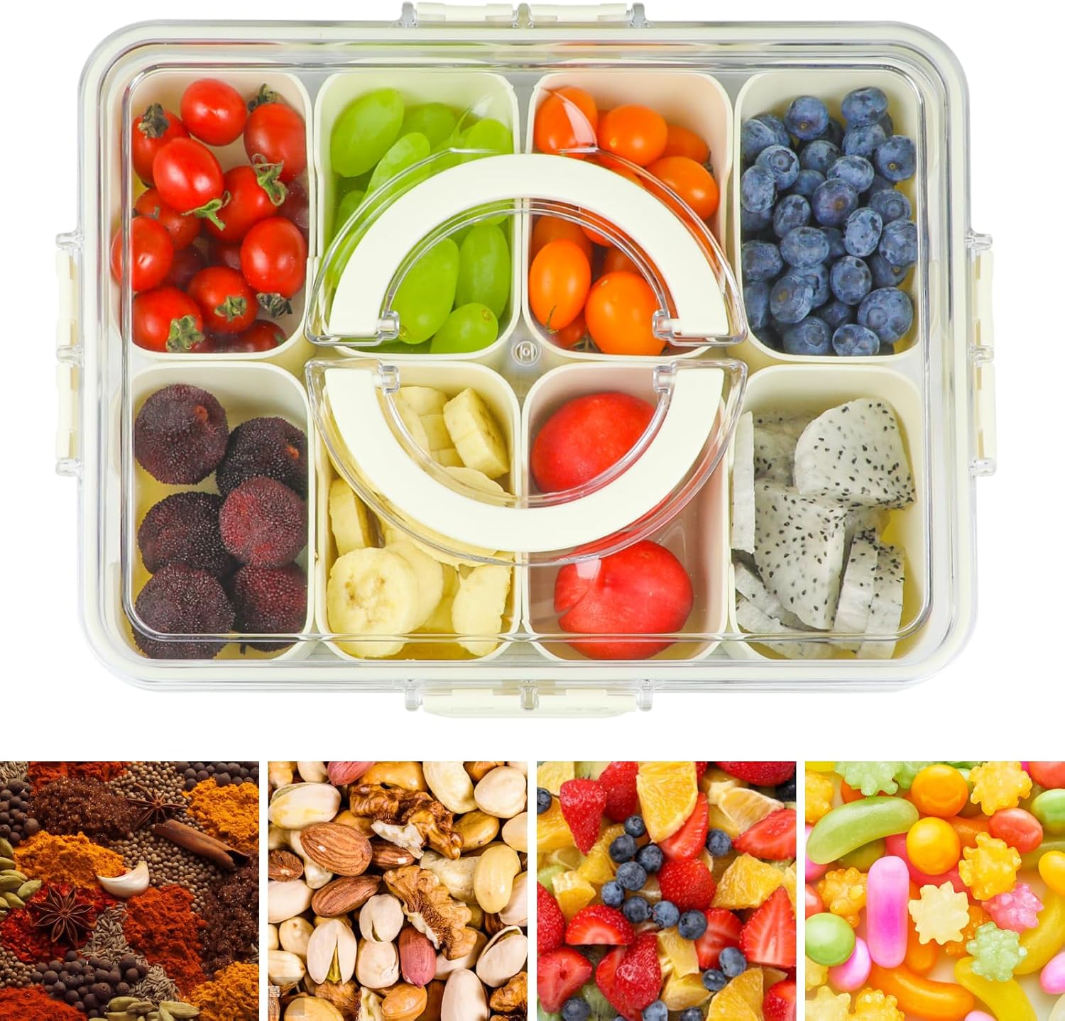 Nepfaivy Snack Box with 8 Compartments Portable - Snackle Box for ...