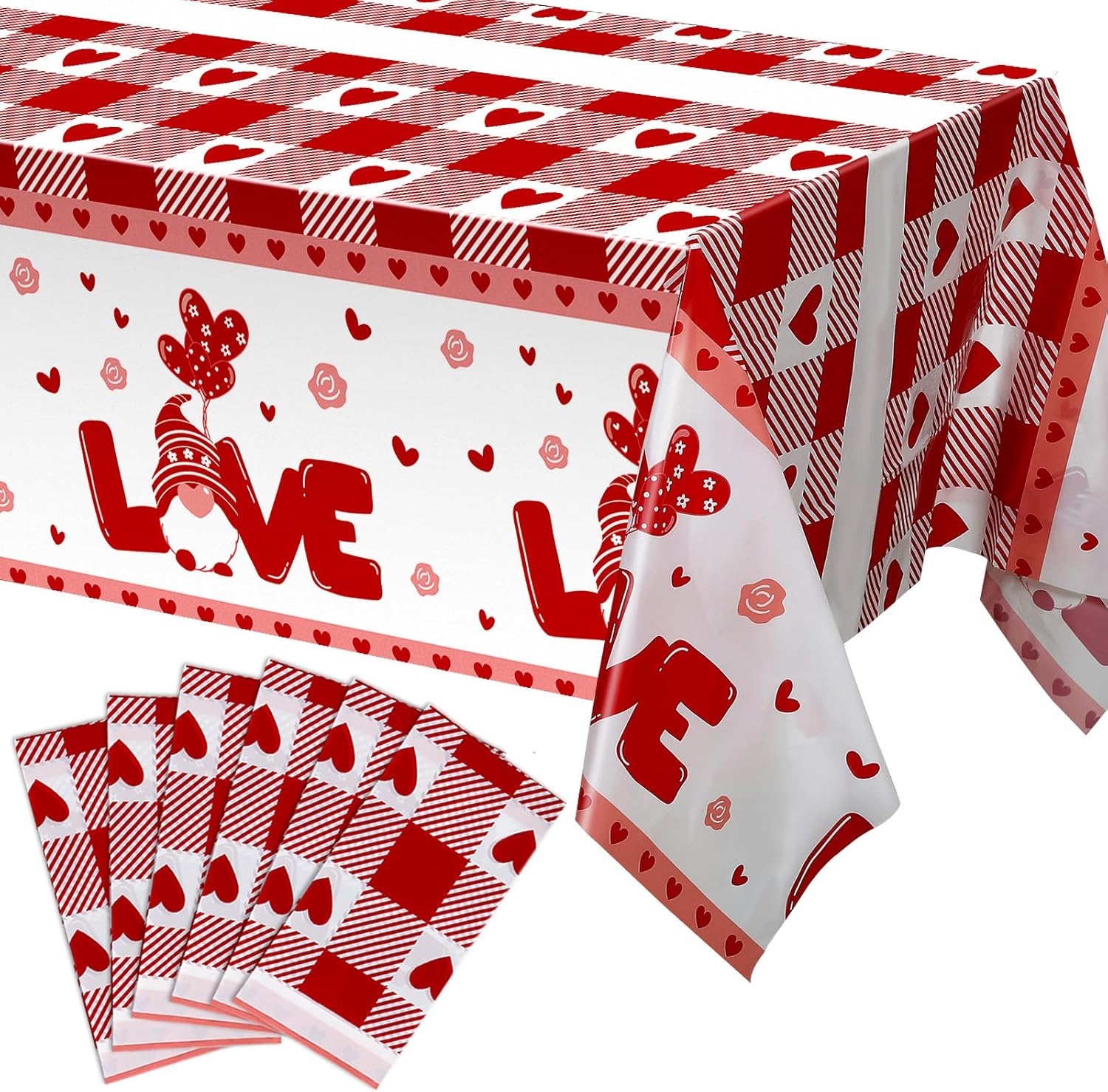 Amazon.com: Tegeme 6 Pack Valentine's Day Tablecloth Disposable Thick ...
