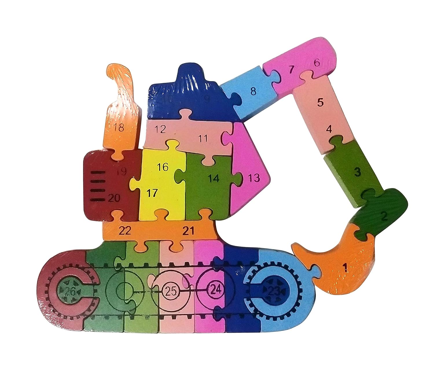 NPRC Alphabet and Number Wooden Jigsaw Puzzle - Excavator : Amazon.in ...