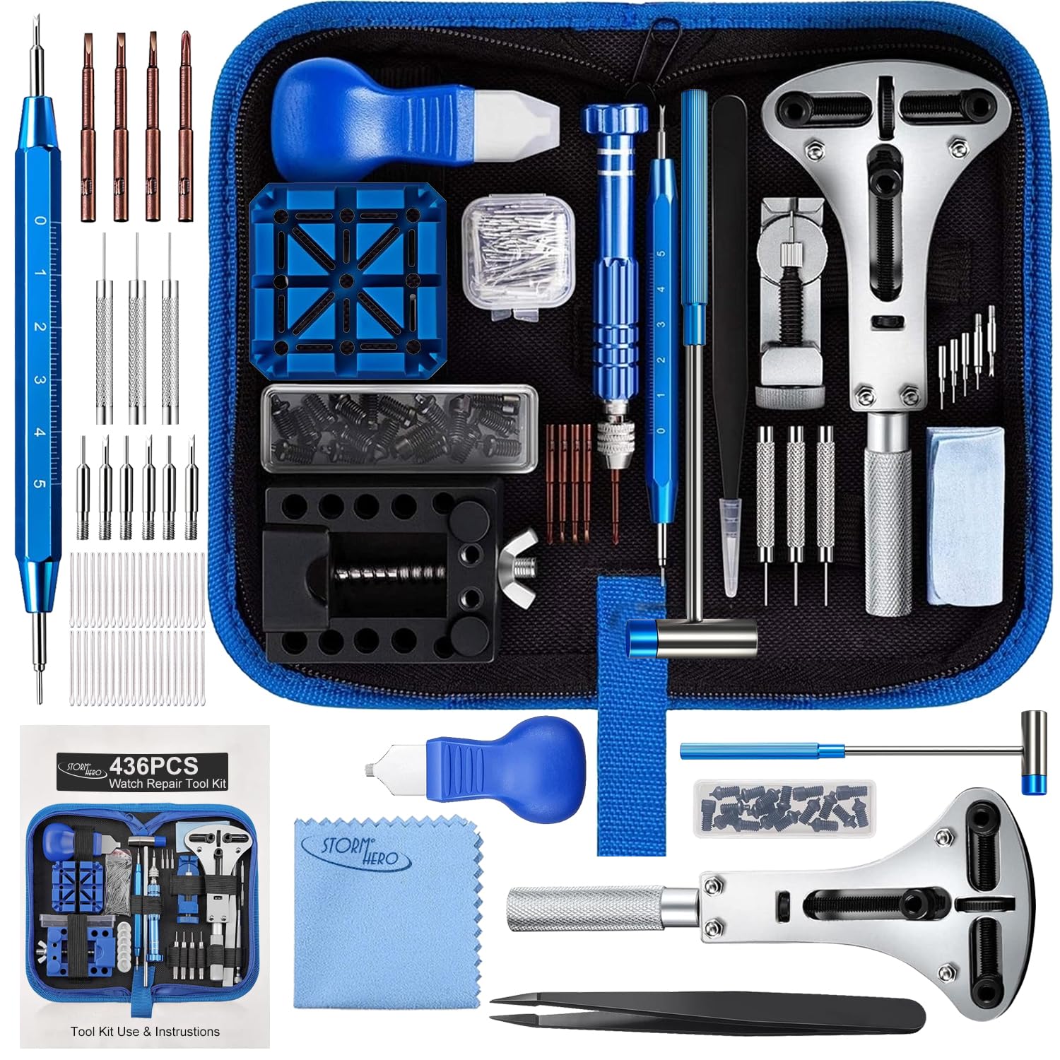 STORMHERO Watch Repair Kit 436IN1, Watch Repair Tools Kits, Watch Case ...
