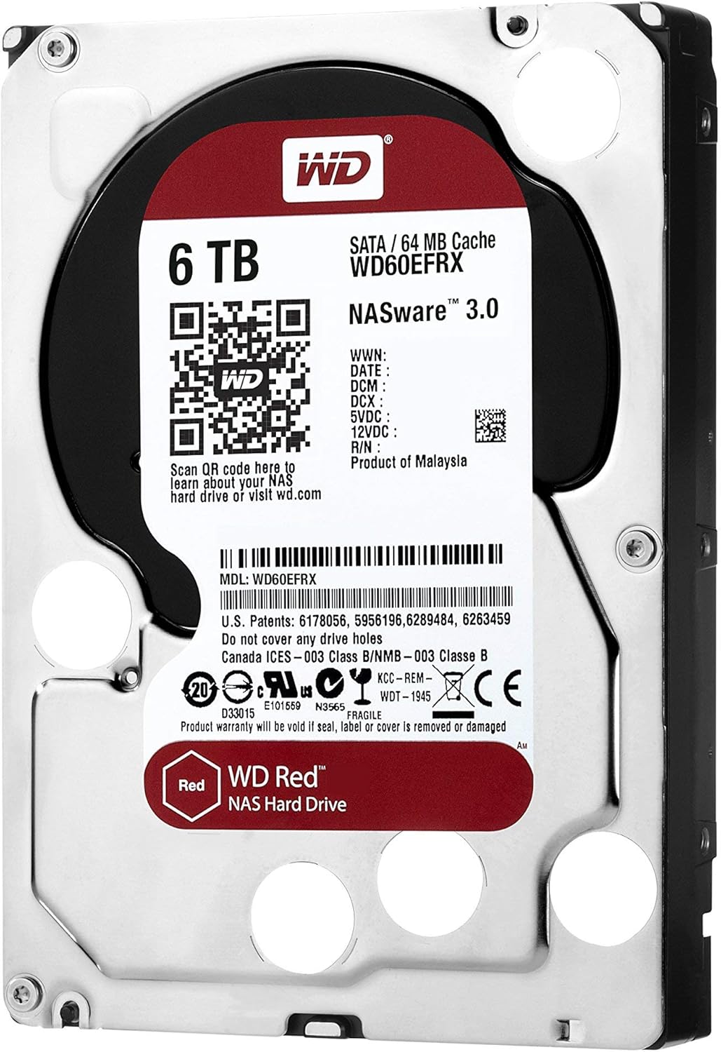 Amazon.com: WD Red 6TB NAS Hard Drive - 5400 RPM Class, SATA 6 Gb/s, 64 ...