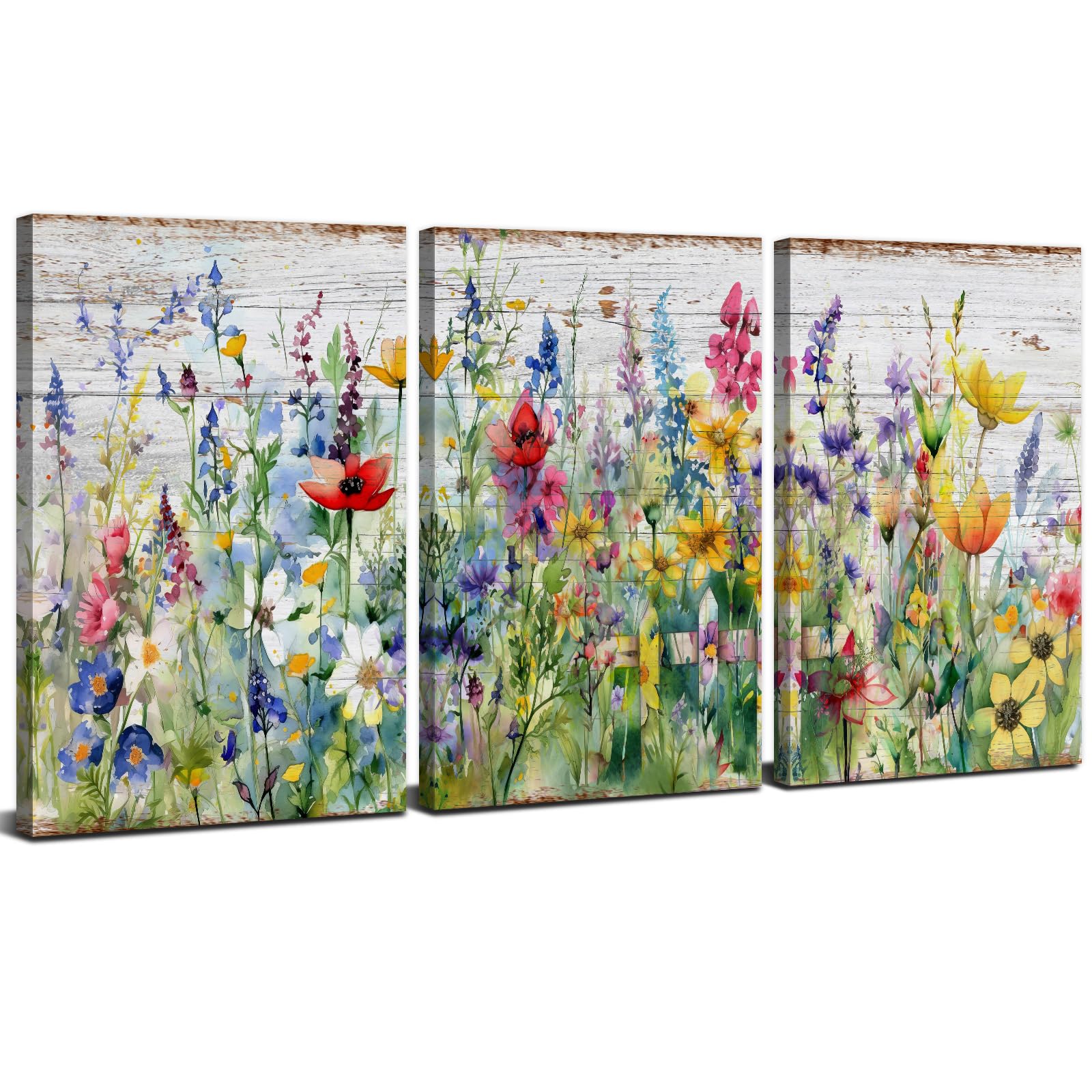 Amazon.com: Colorful Flower Wall Art Country Wildflower Pictures Wall ...