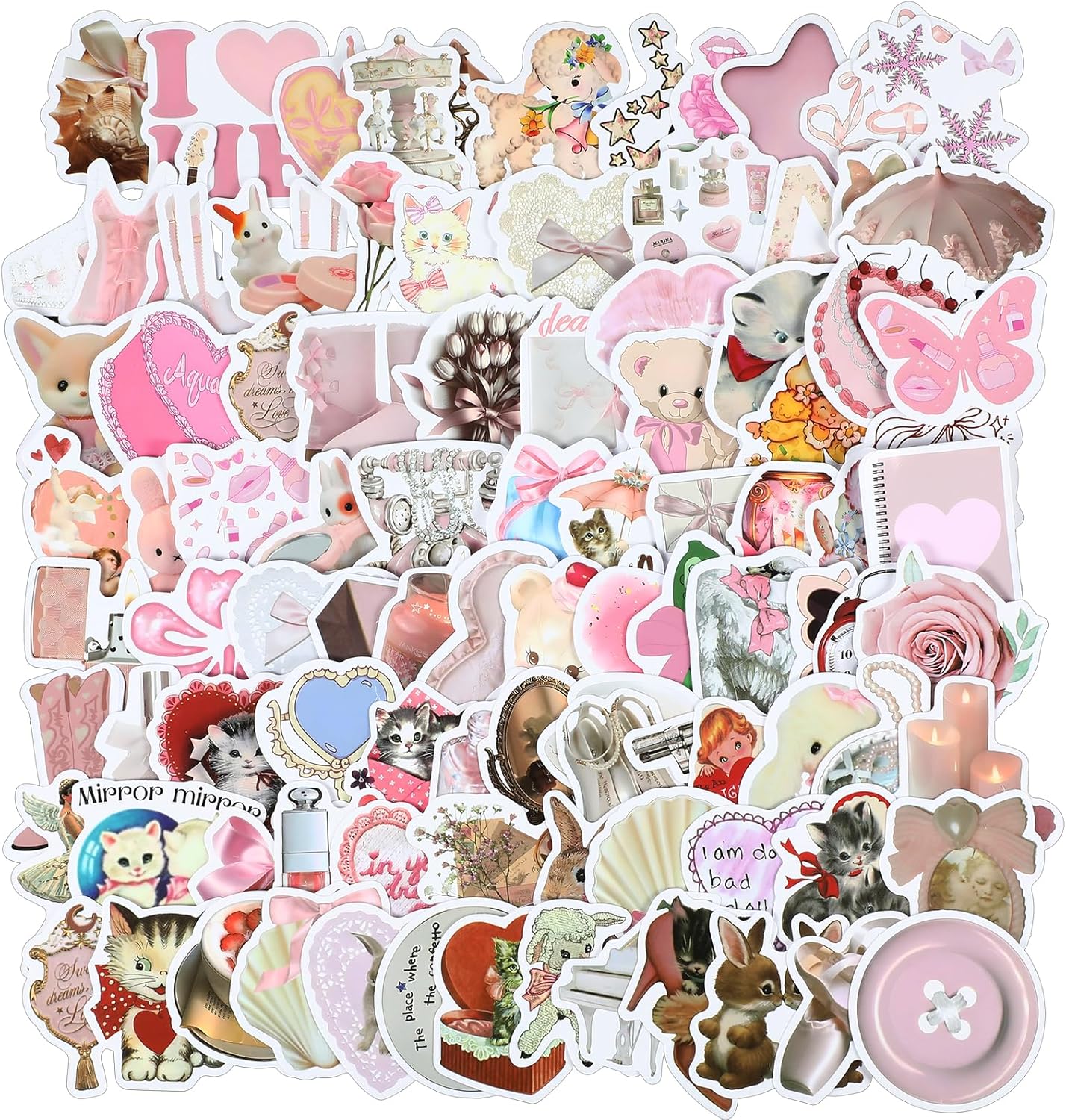 Amazon.com: 120 Pcs Coquette Stickers Cartoon Graffiti Sticker Pink ...