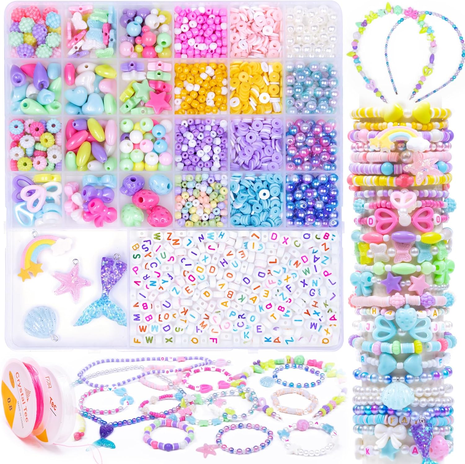 Amazon.com: MiuCo Bracelet Making Kit for Girls - Cute Beads for ...