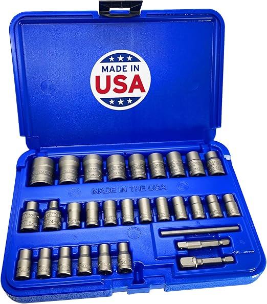 Rocketsocket | 30 Piece Extraction Socket Tool Set | ¼ in. and ⅜ in ...